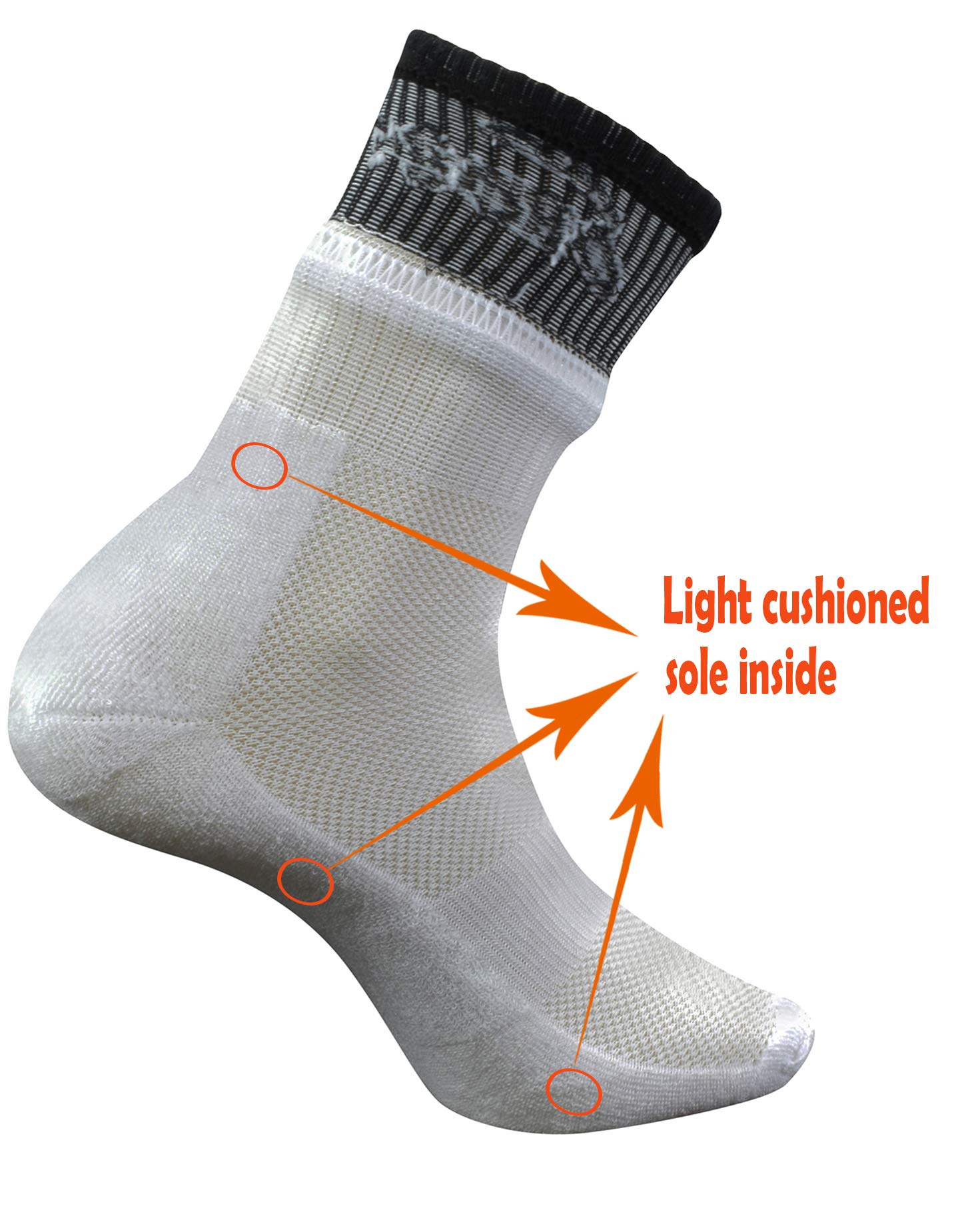 Yomandamor 5 Pairs Mens Bamboo Walking Socks Cushion Sports Quarter Seamless Socks