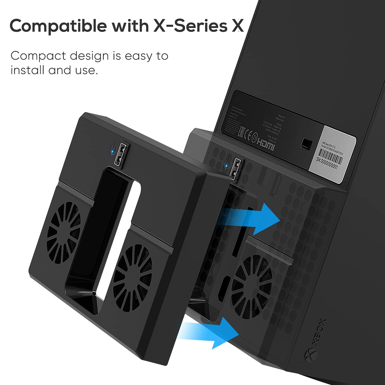 USB Cooling Fan for Xbox Series X - External Cooler Game Console Cooling Systems for Xbox Series X with 2 Cooling Fan and 1 USB Port