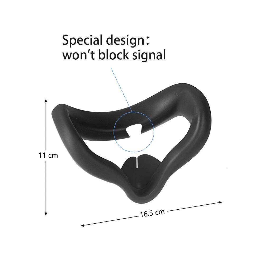 VR Face Cover for Oculus Quest 2, Sweatproof Silicone Face Pad Cushion & Lens Cover for Oculus Quest 2 VR Headset, Black
