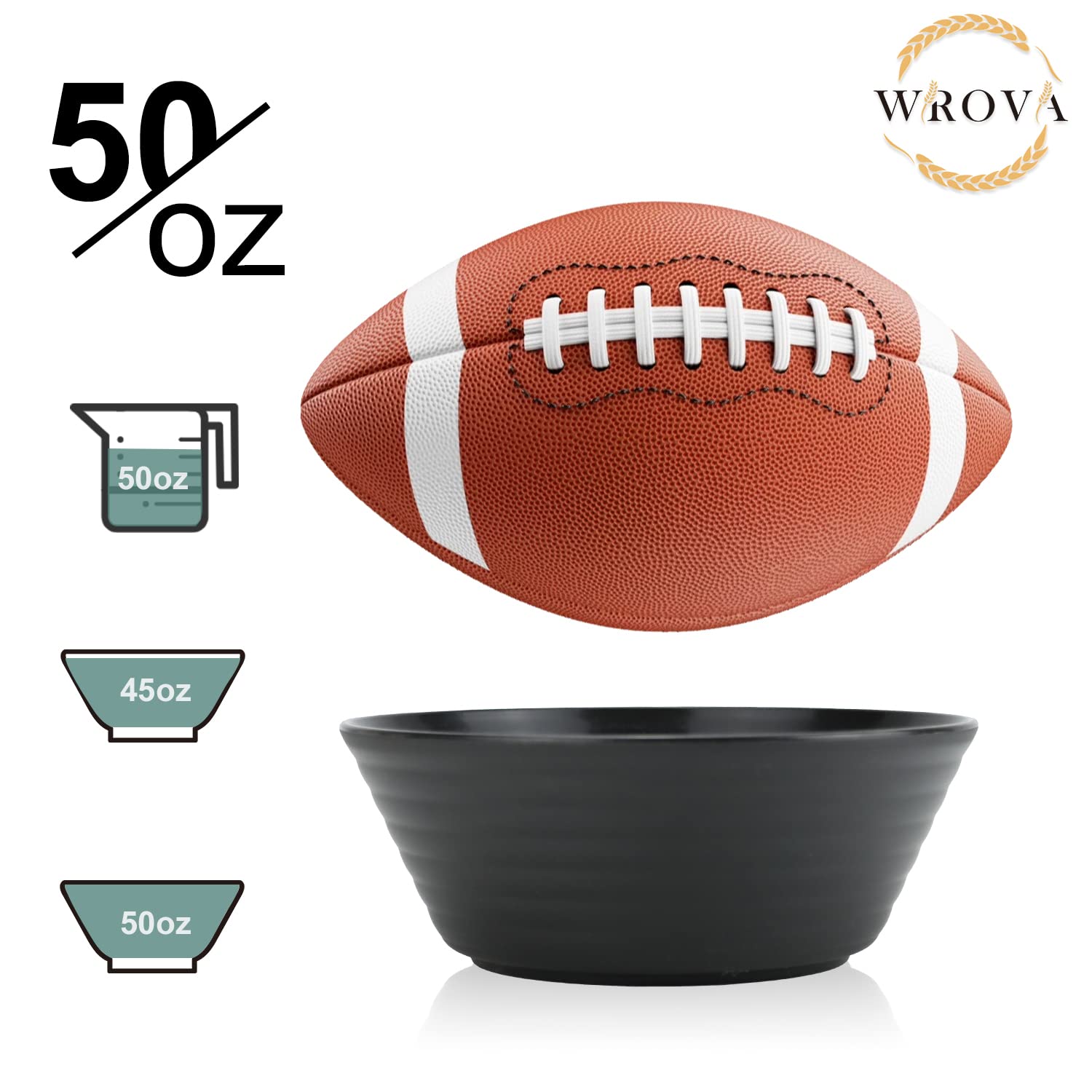 Wrova Wheat Straw Bowl Sets,6 PCS Unbreakable Cereal Bowl 50 OZ,Microwave and Dishwasher Safe Bowls,Super Big Bowl Sets BPA Free Eco Friendly Bowl for Serving Cereal,Oatmeal and Salad (Classic Series)