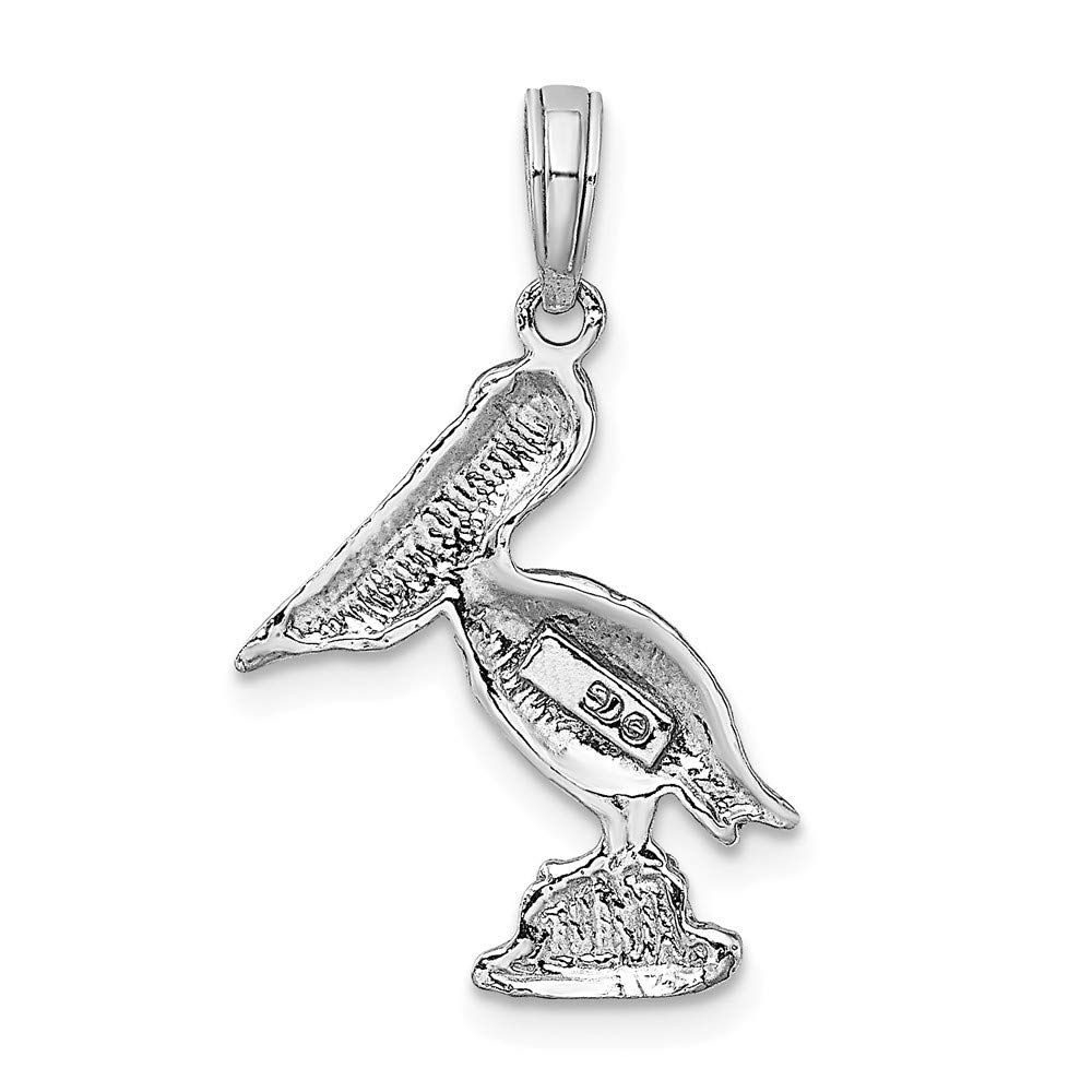 Solid 10k White Gold Pelican Pendant Charm