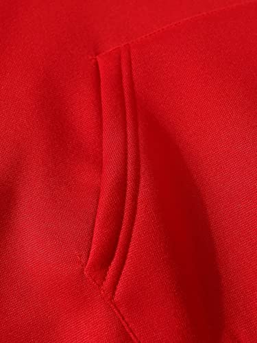 SweatyRocks Women's Graphic Long Sleeve Thermal Hoodie Kangaroo Pocket Drawstring Sweatshirt Red Heart M