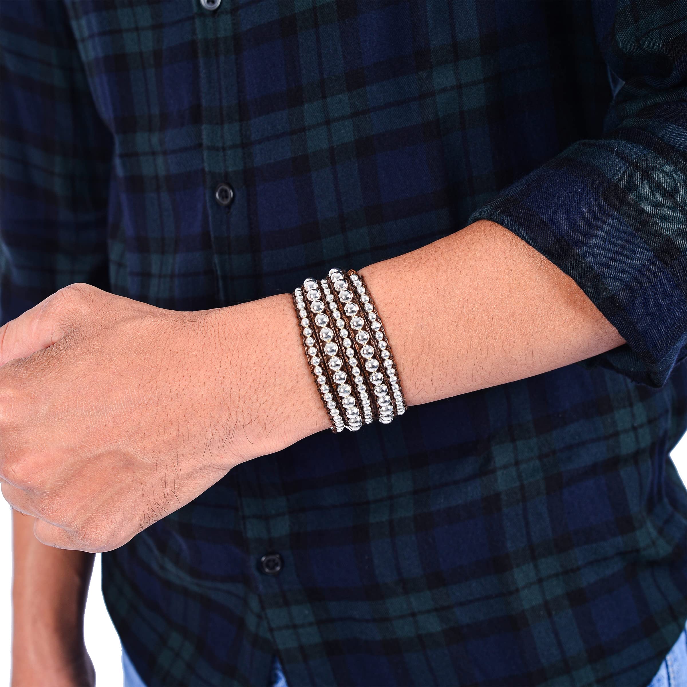 spirit wrist Silver Zinc + Brown Dakota Boho Wrap Bracelet