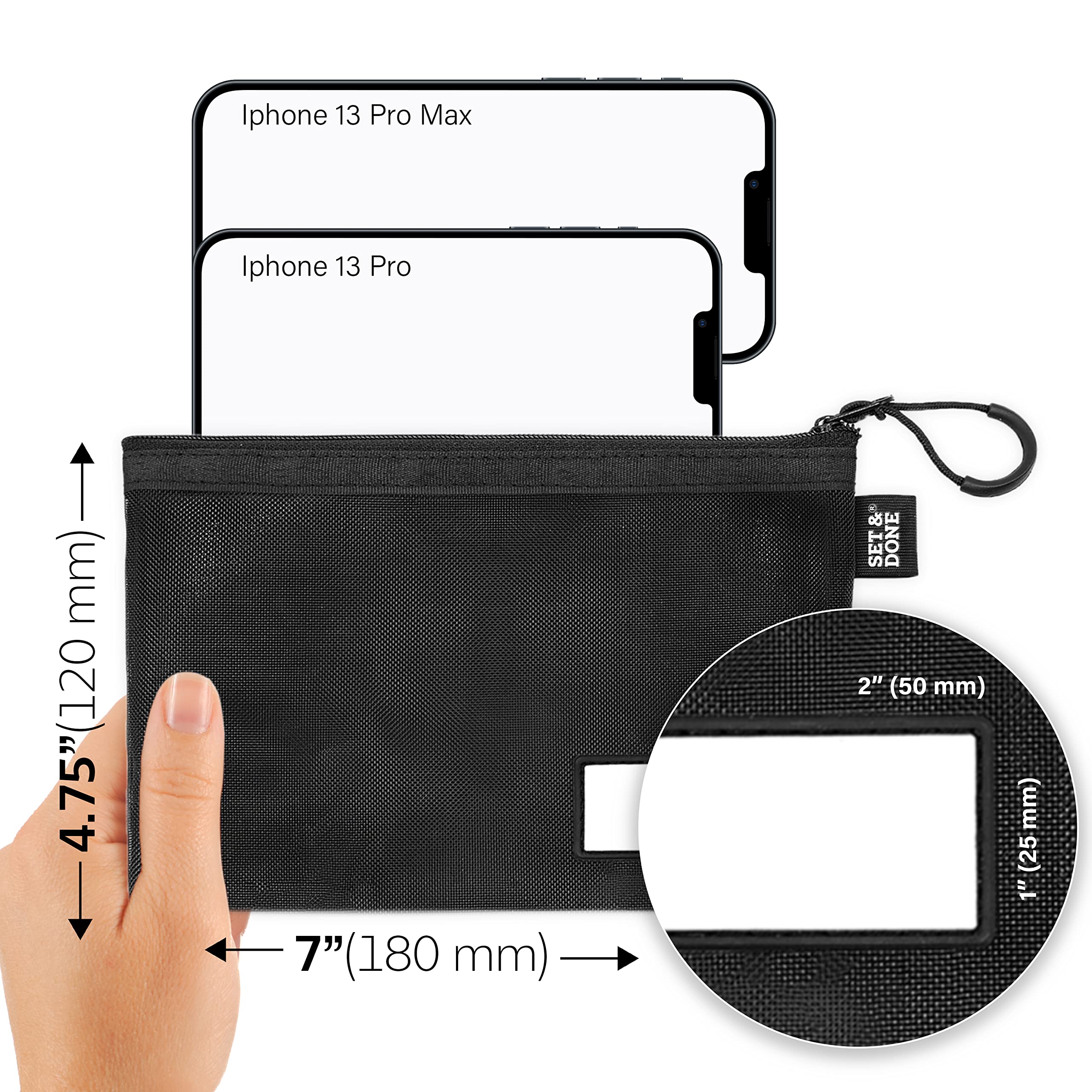 Set & Done Mesh Cosmetic Bag Mesh Makeup Bags Mesh Zipper Pouch for Office or Travel Accessories- Organizers for Small Items Makeup Lipstick, Toiletries (3 Pieces - Grey)