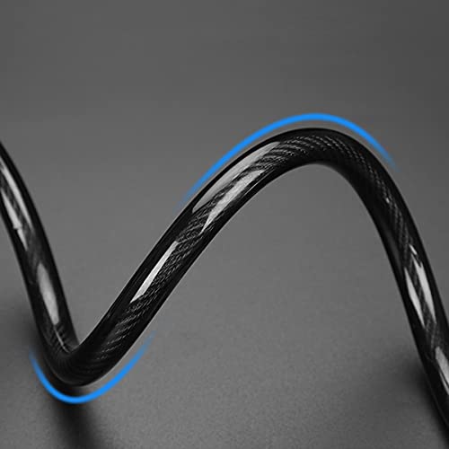 UFFD Keyless Bicycle Cable Lock Security Resettable Combination Bike Cable Steel Lock Led Night Light5-Digital Codes 120cm-150cm Long 12mm Diameter Black (Size : B)