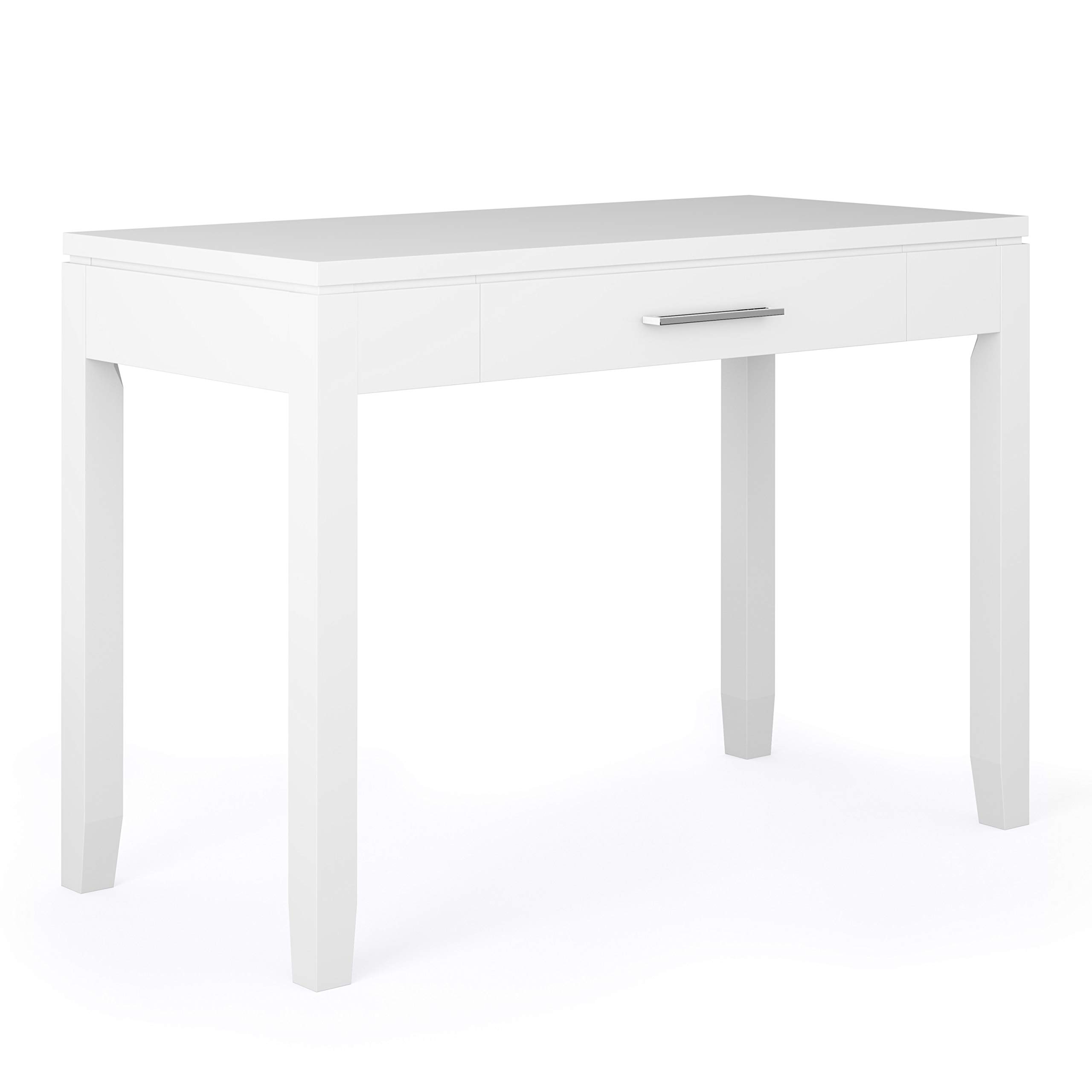 SIMPLIHOME Cosmopolitan SOLID WOOD Contemporary Modern 42 inch Wide Home Office Desk, Writing Table, Workstation, Study Table Furniture in White