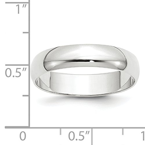 Solid 10k White Gold 5 mm Rounded Wedding Band Ring Size 5.5