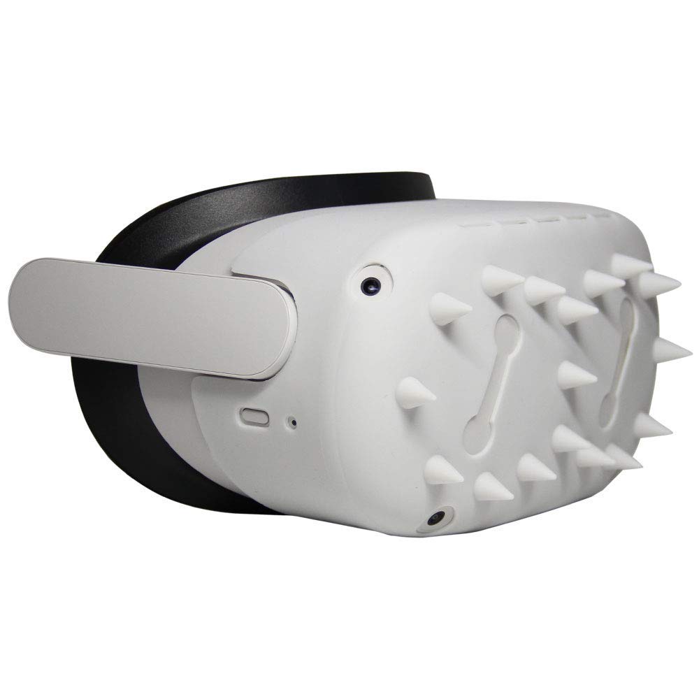 VRbrother Silicone Cover Mask VR Headset Cover Compatible for Oculus Quest 2 Protective Sleeve (Barbed-White)