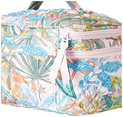 Vera Bradley Women's Cotton Brush Up Cosmetic Makeup Organizer Case, Rain Forest Canopy - Recycled Cotton, One Size