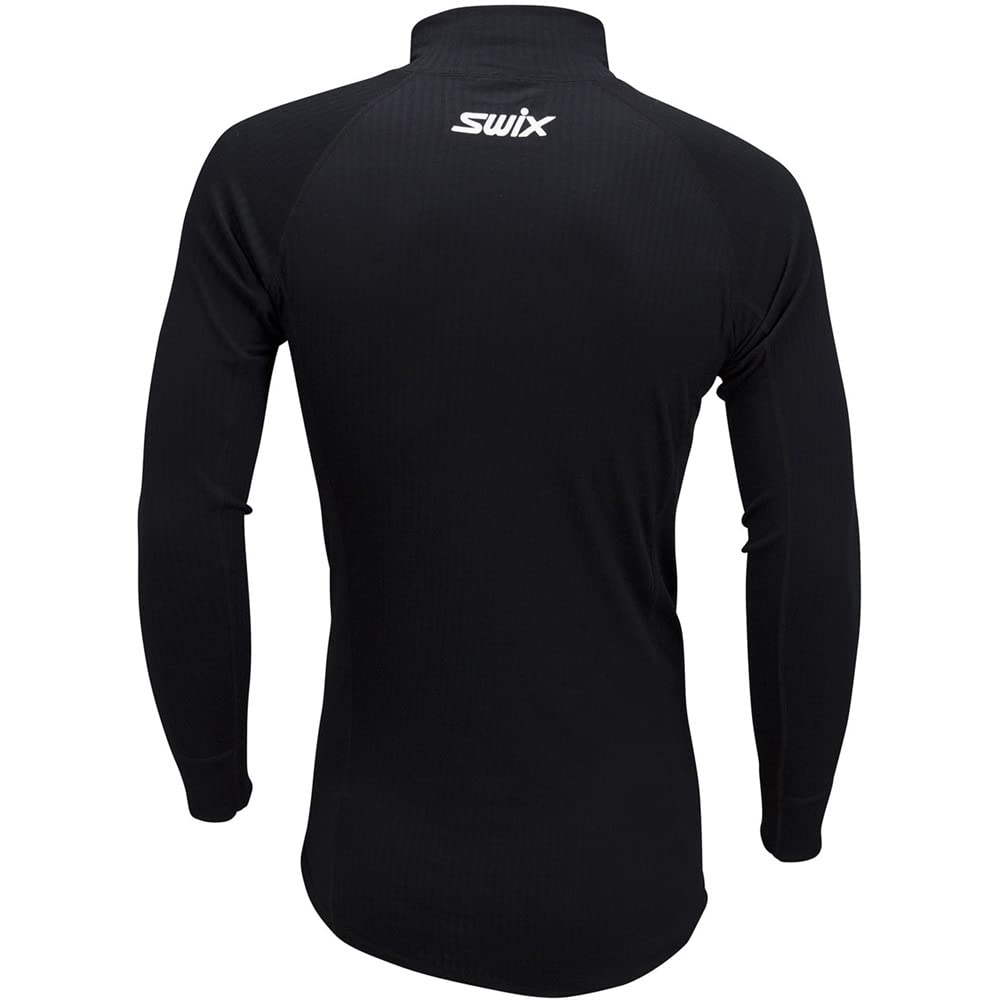 Swix Men's RaceX Bodyw Halfzip Wind Lightweight Breathable Baselayer Top, Black, Small