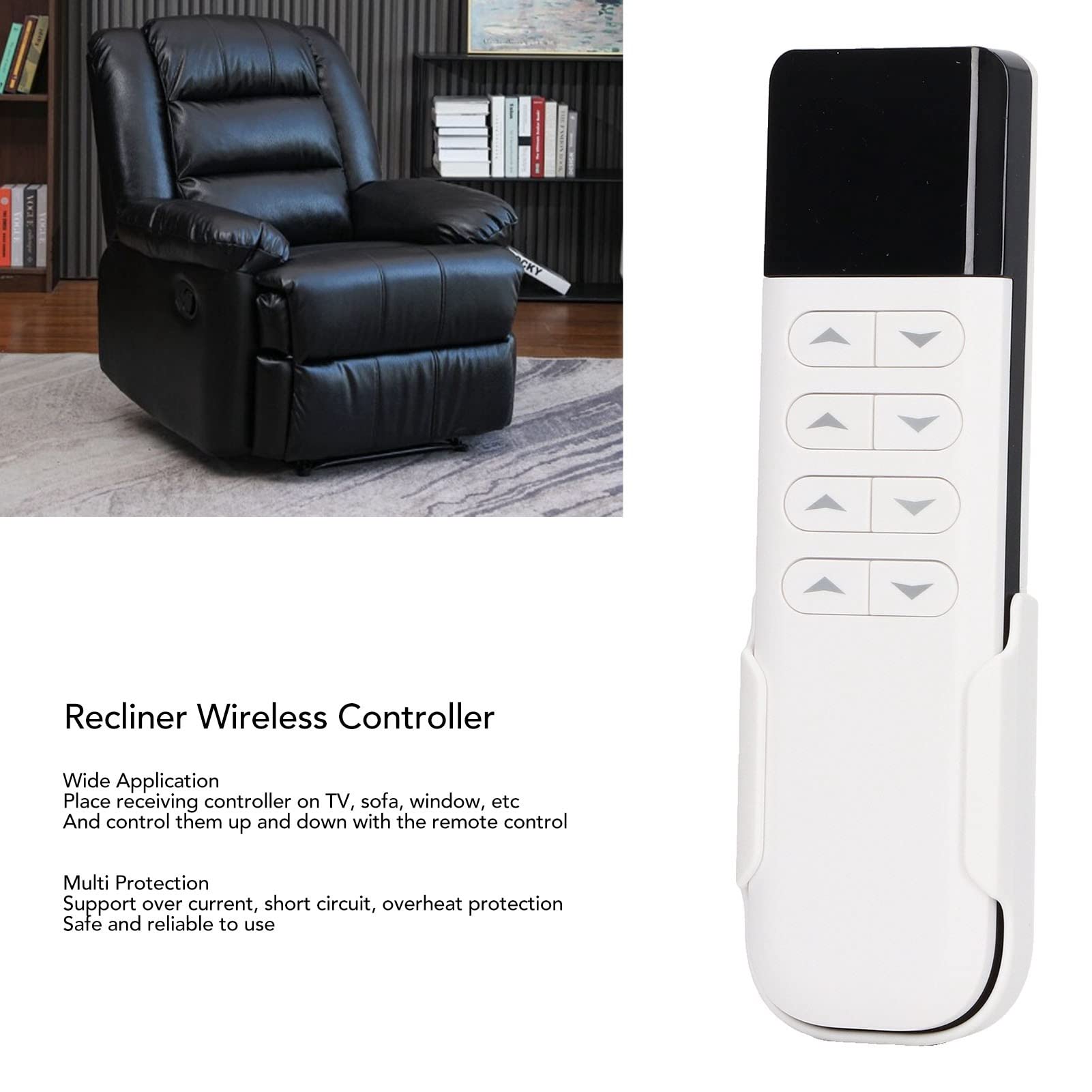 VTOSEN 2.4G Electric Wireless Recliner Controller, 1 for 2 Motor DC29V Electric Remote Control for Power Lift Chairs, Single Motor Handset for Recliner