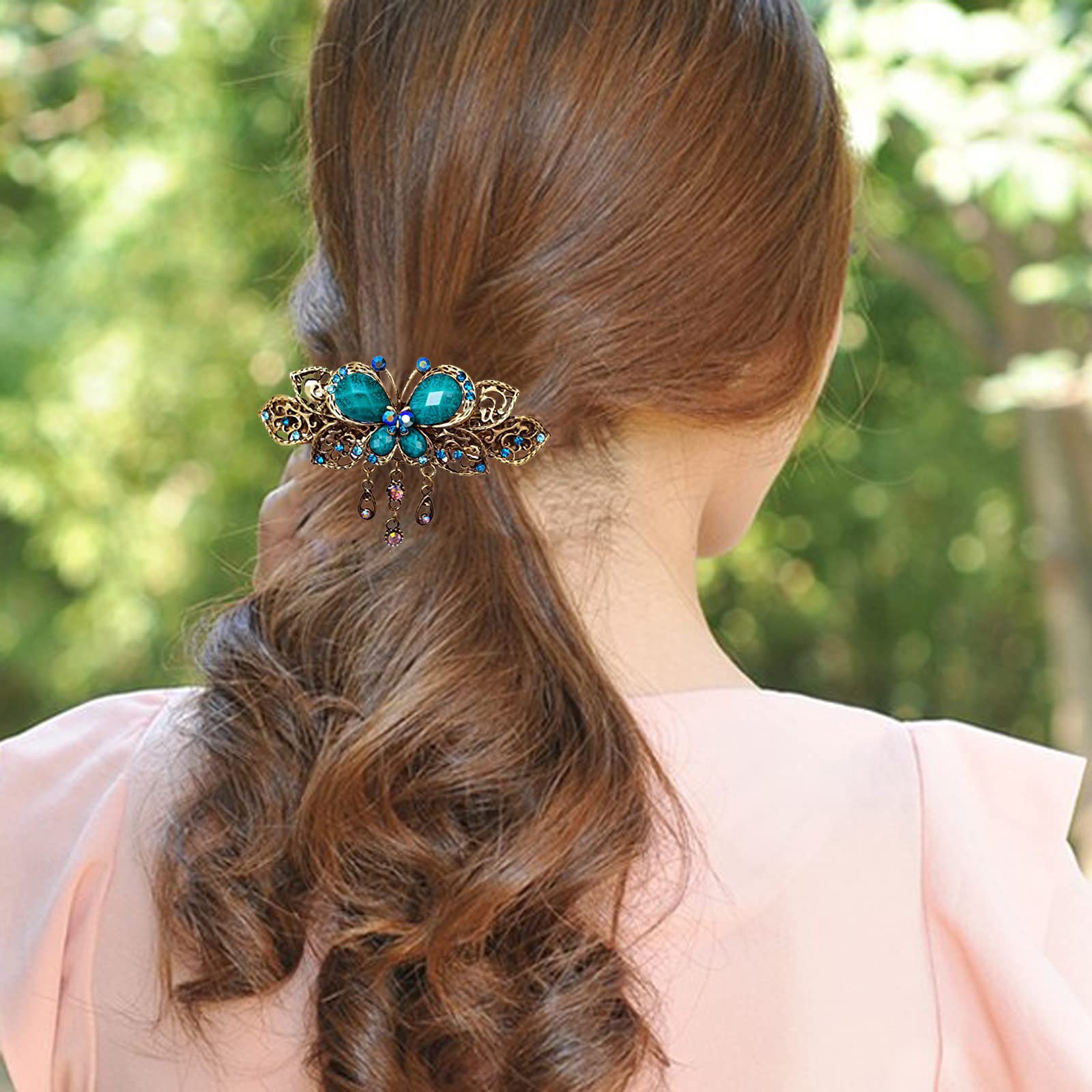 Sankuwen Women Retro Butterfly Style Hair Clips Beauty Tools (Blue)