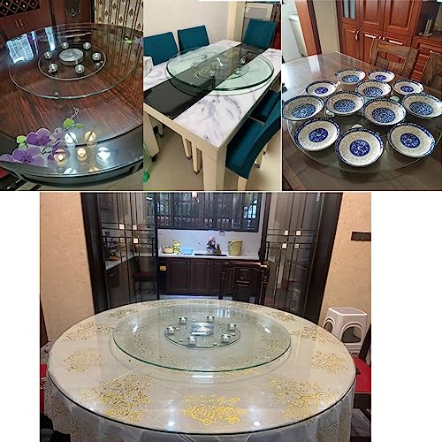 VERDDE 30in 40in Tempered Glass Lazy Susan For Dining Table Swivel Turntable Heavy Duty Serving Plate Round Transparent Rotating Tray (Size : 60 cm (24 in))