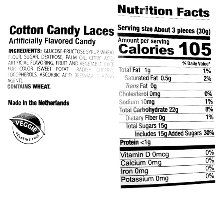 SweetGourmet Dutch Cotton Candy Licorice Laces | Bulk Candy | 1 Pound
