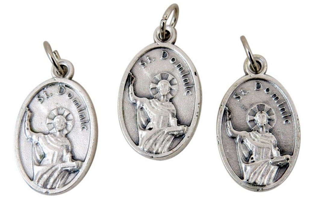Religious Gifts Silver Toned Base Saint Dominic Patron of Astronomers Medal Pendant, Lot of 3, 1 Inch
