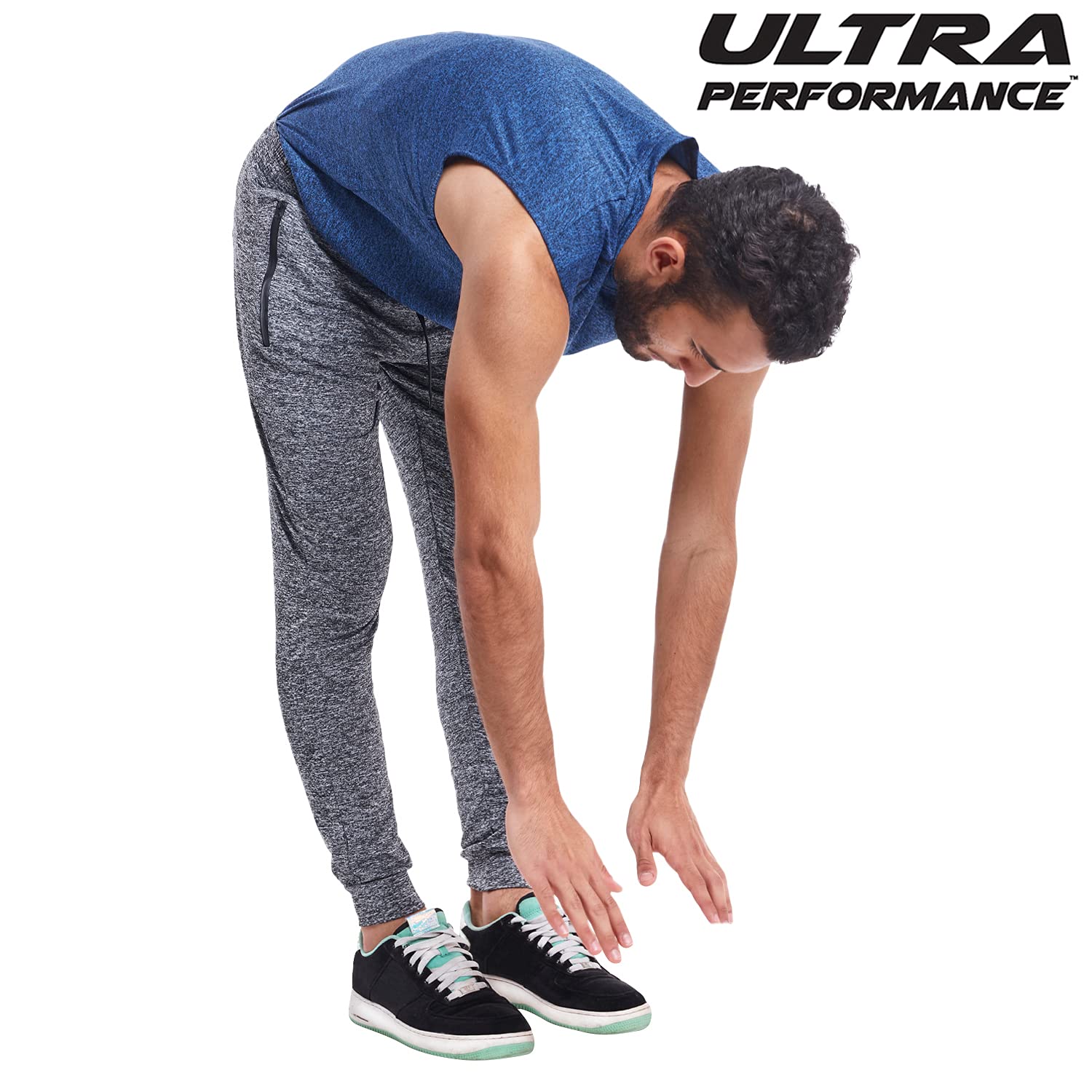 Ultra Performance 3 Pack Athletic Tech Mens Joggers, Track Sweatpants for Men with Zipper Pockets