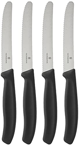 Victorinox Swiss Army Cutlery Swiss Classic Serrated Steak Knife Set, Round-tip, 4.5-Inch, 4-Piece