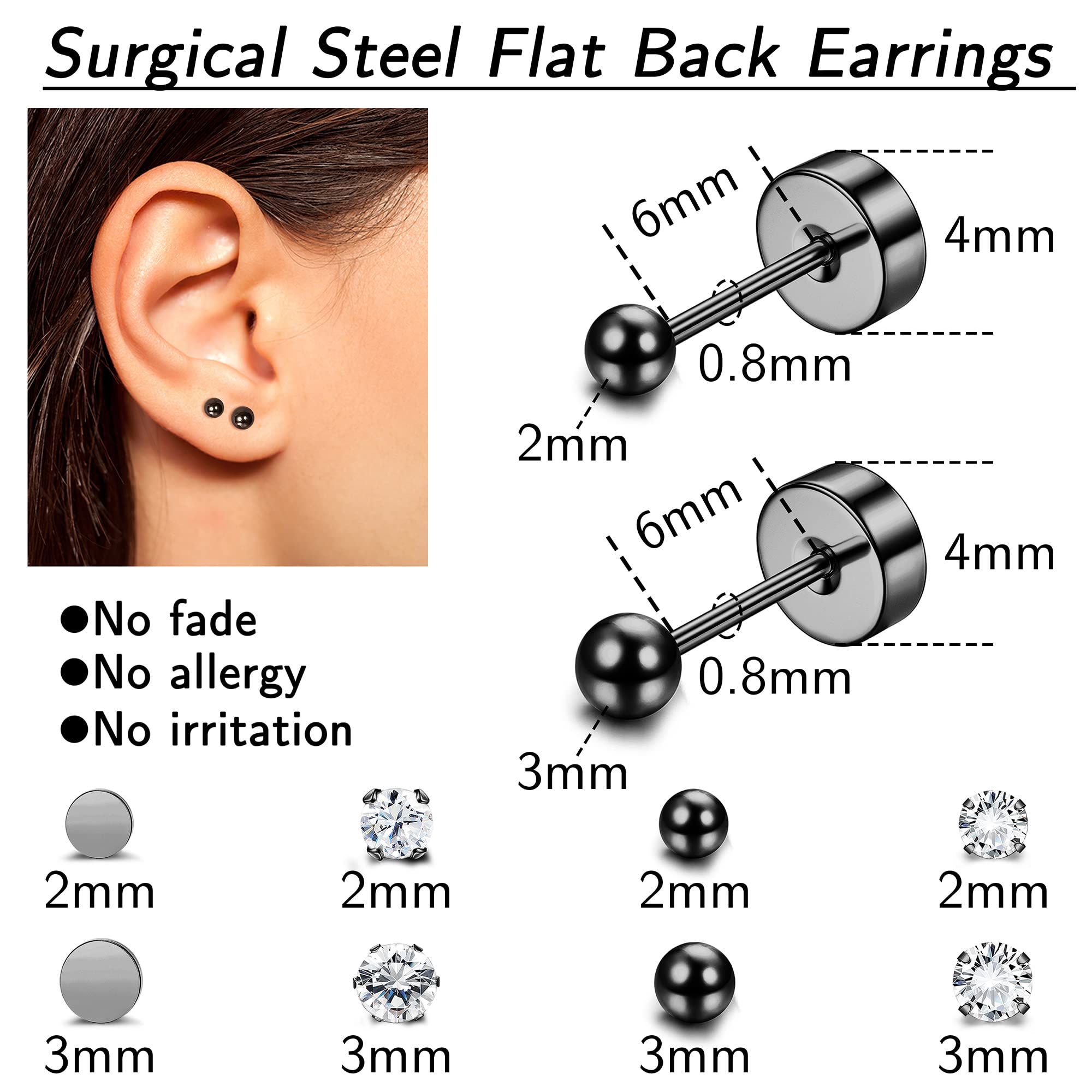Thunaraz 18Pairs Stainless Steel Tiny Stud Earrings Set for Women Men Circle Square Star Bar Triangle Geometric Stud Earrings Sets Minimalist Punk Ear Piercing Set