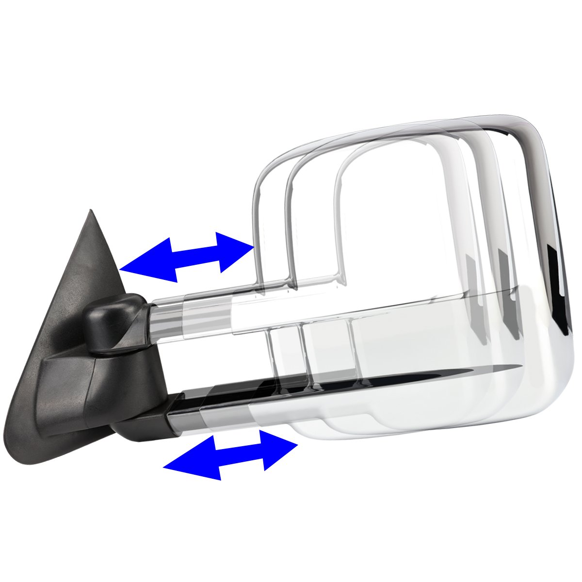 Rear View Side Towing Mirrors - Manual Telescoping | Manual Folding | Manual Adjustment - Compatible with Ford F150 (Standard/Extended Cab) Heritage F250 97-04, Driver and Passenger Side, Black
