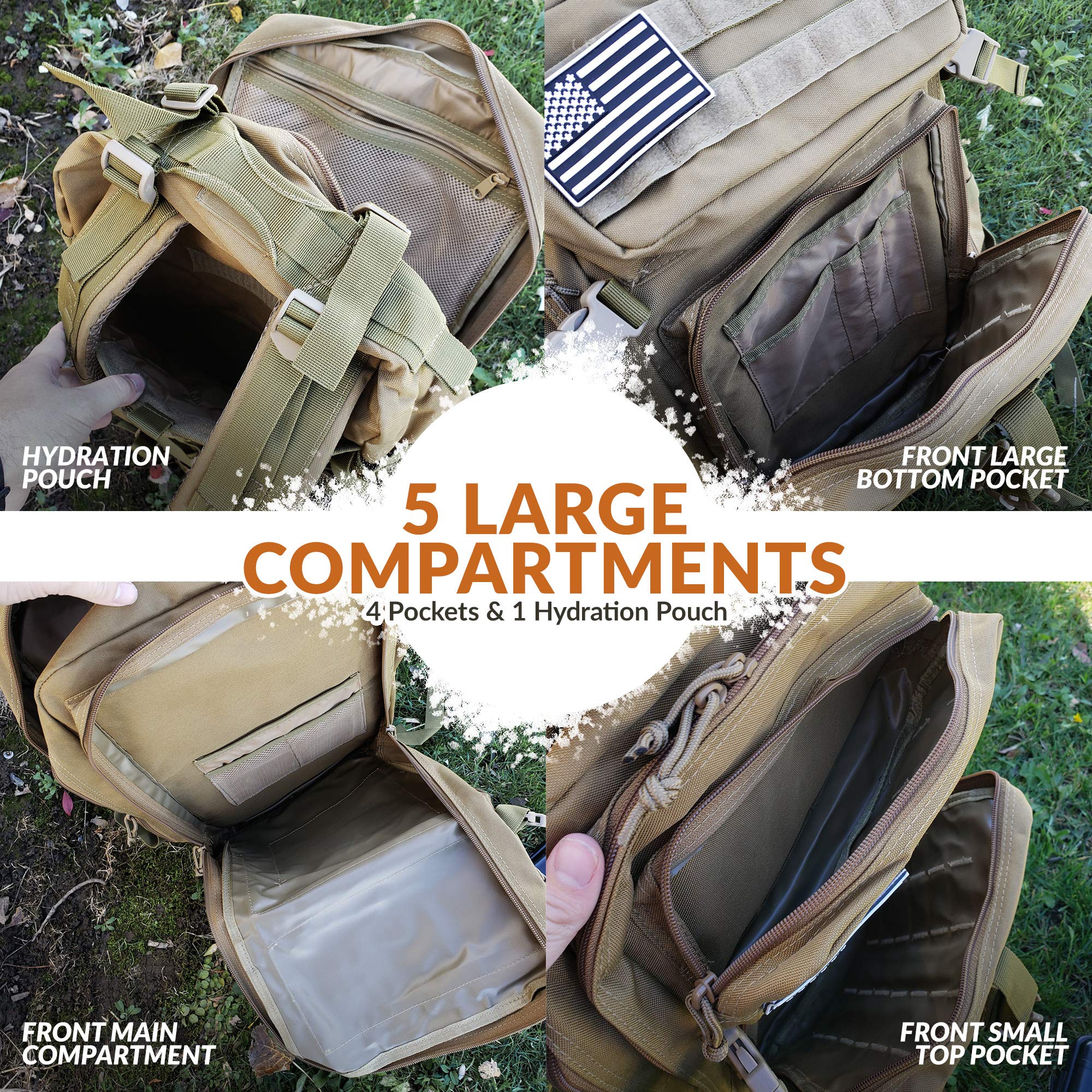 Sirius Survival 50L Expeditionary Tactical Backpack - Large Molle Bag (Green)