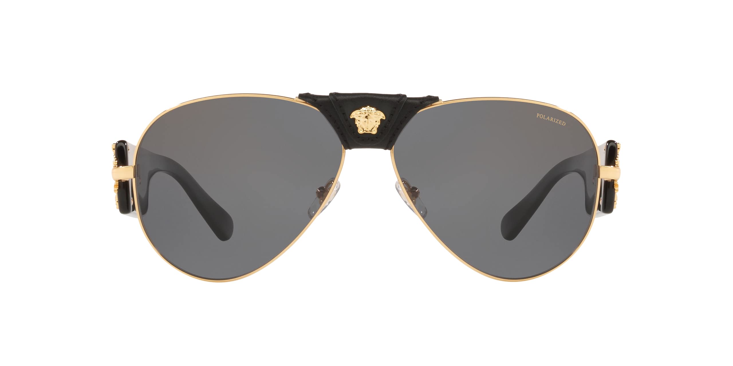 Versace Man Sunglasses Gold Frame, Grey Polar Lenses, 62MM