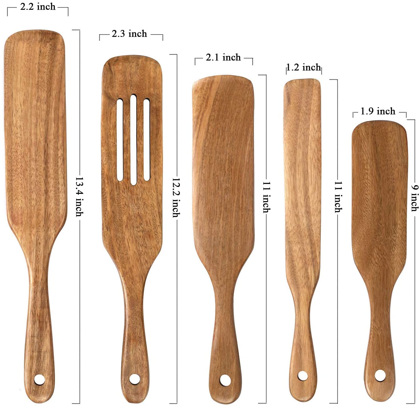 Spurtles Kitchen Tools As Seen On Tv - Spurtle Wooden Cooking Utensils - Wooden Spurtle for Nonstick Cookware - Spurtles Kitchen Tools Wooden Set 5 - Spurtle Spoons Whisk, Stir, Sift, Scrape, Spread