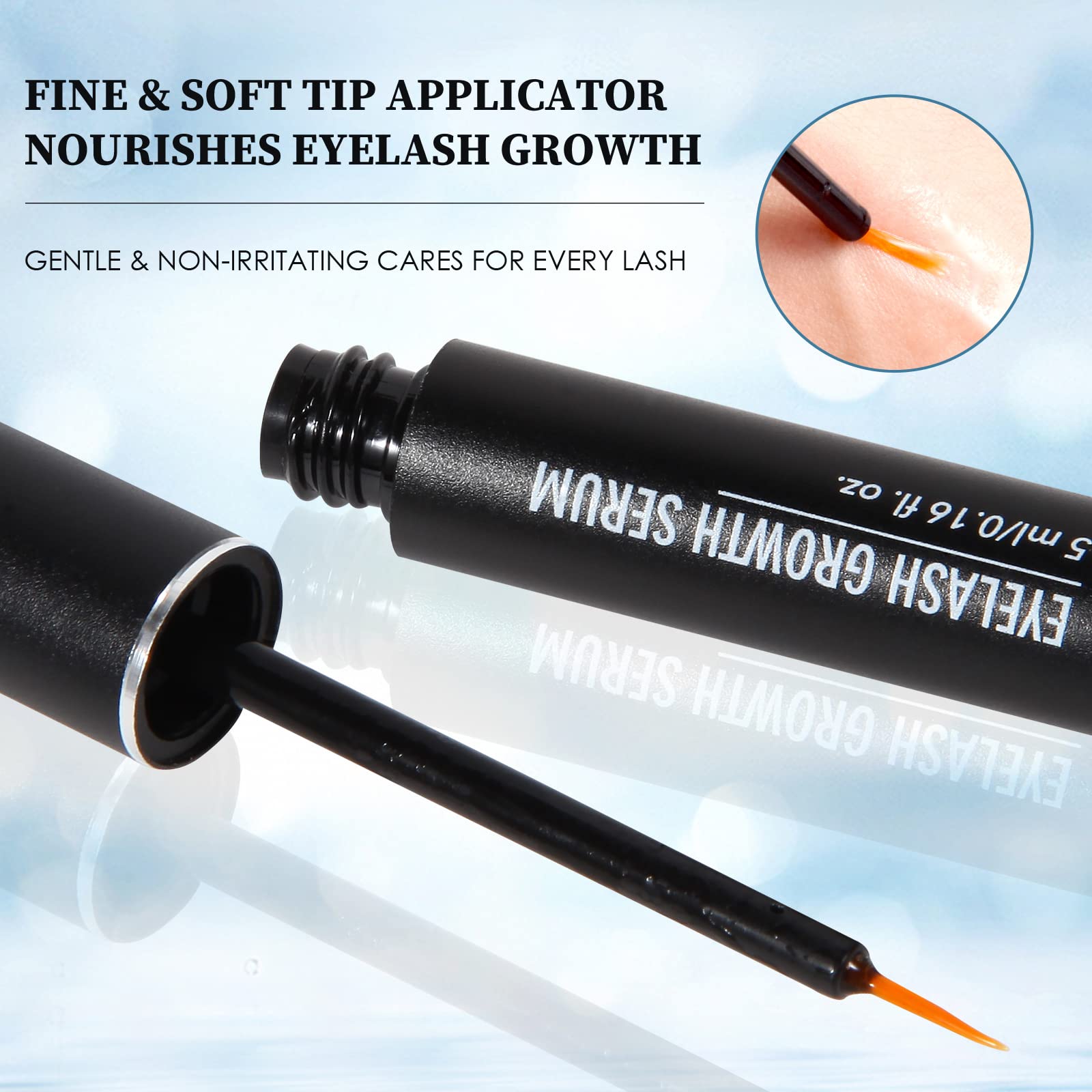 YANTOU Eyelash Growth Serum - Fuller & Longer Looking Eyelashes Lash Enhancing Serum for Natural Lashes or Lash Extensions & Brows, Vegan & Cruelty-Free black