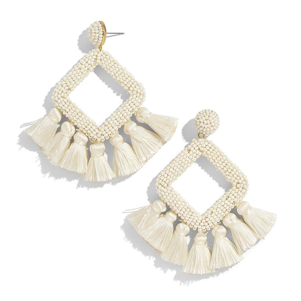 Tassel Drop Dangle Earrings for Women Beaded Statement Earrings Handmade Bohemian Jewelry Summer Beach Accessories for Women