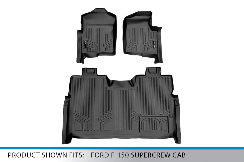 SMARTLINER Custom Fit Floor Mats 2 Row Liner Set Black for 2011-2014 Ford F-150 SuperCrew Cab