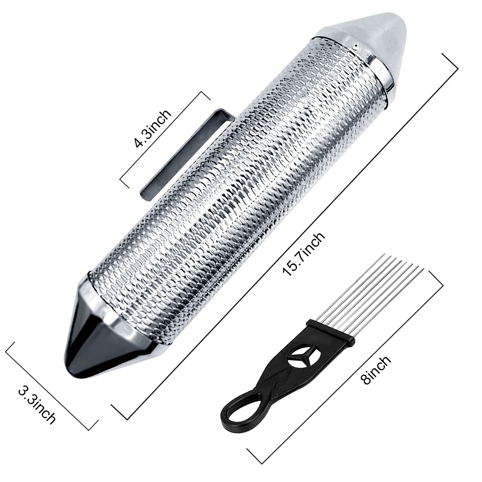 VACHAN Guiro Instrument,15.7''3.3'' Stainless Steel Latin Percussion Instrument with Scraper,Metal Guiro Shaker Musical Instruments for Band Accompaniment,Training Tool