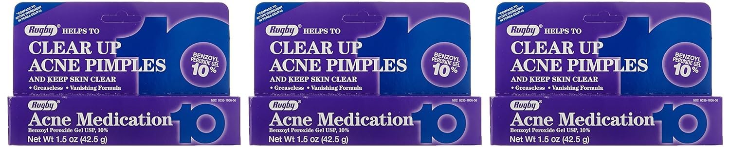 Rugby Acne Medication 10%, 1.5 Ounce (Pack of 3)