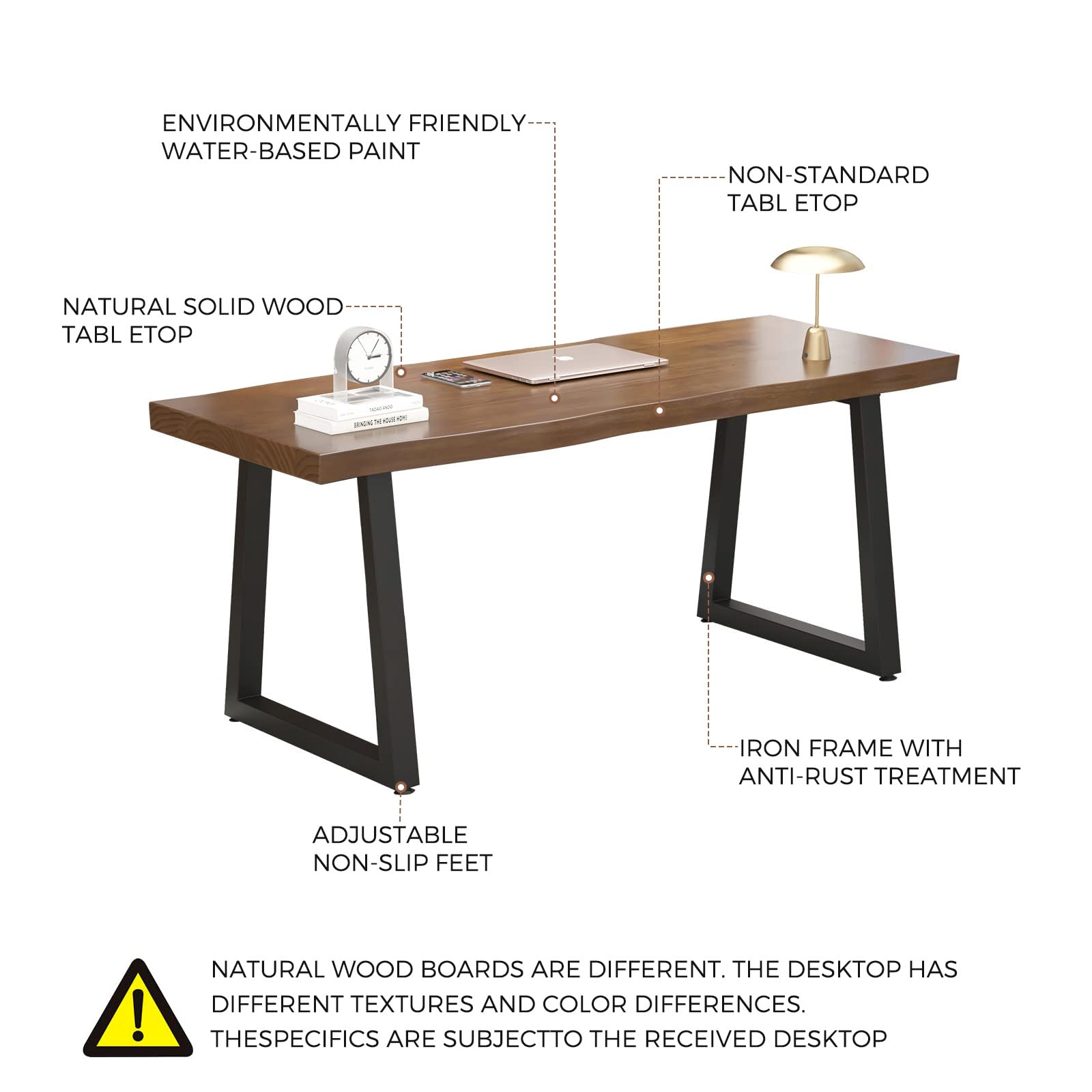 Sihtengxxhongs Modern Gaming Workbench Solid Wood Computer Desk - Rustic Brown 55-inch | Home Office Desk