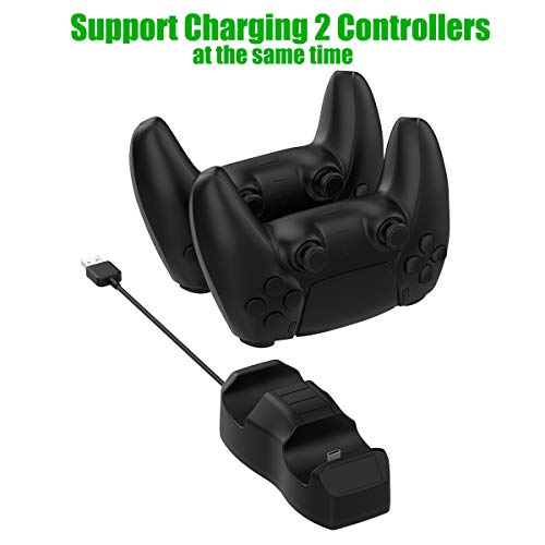 YoYaFe PS5 Controller Charger, Dual USB Type C Charging Station for Playstation 5, IC Protection, Fast Charging, Two Dualsense Charging Station for Playstation 5, PS5 Charging Dock - Black
