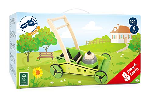 small foot wooden toys Lawn Mower & Baby Walker playset Designed for Children 12+ Months