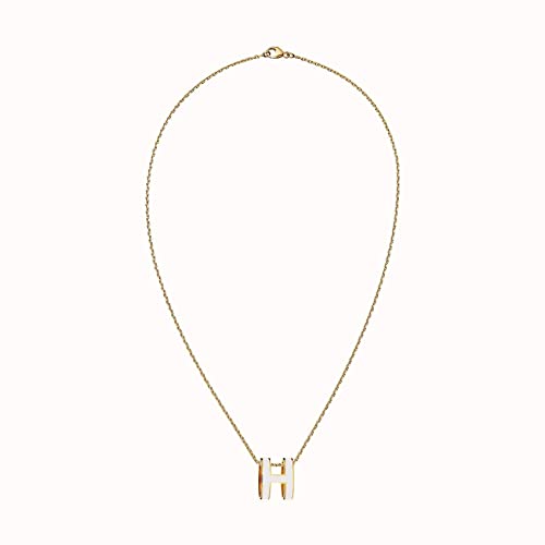 Yuangu Classic Letter Design 18K Gold Plated Womens Necklace Colorful Color Optional Women's Pendant (White)