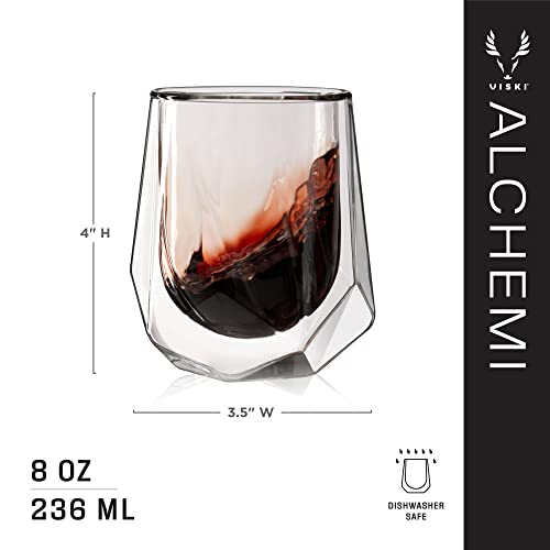 Viski Alchemi Aerating Wine Tasting Tumbler, Double Walled Specialty Clear Glass, Dishwasher Safe, 8 Oz, Set of 1