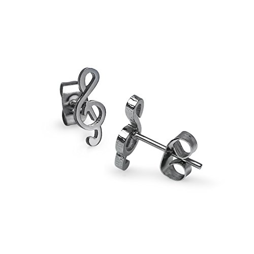 Silverline Jewelry Small Stainless Steel Musical Note Stud Earrings for Women & Girls | Treble Clef Stud Earrings