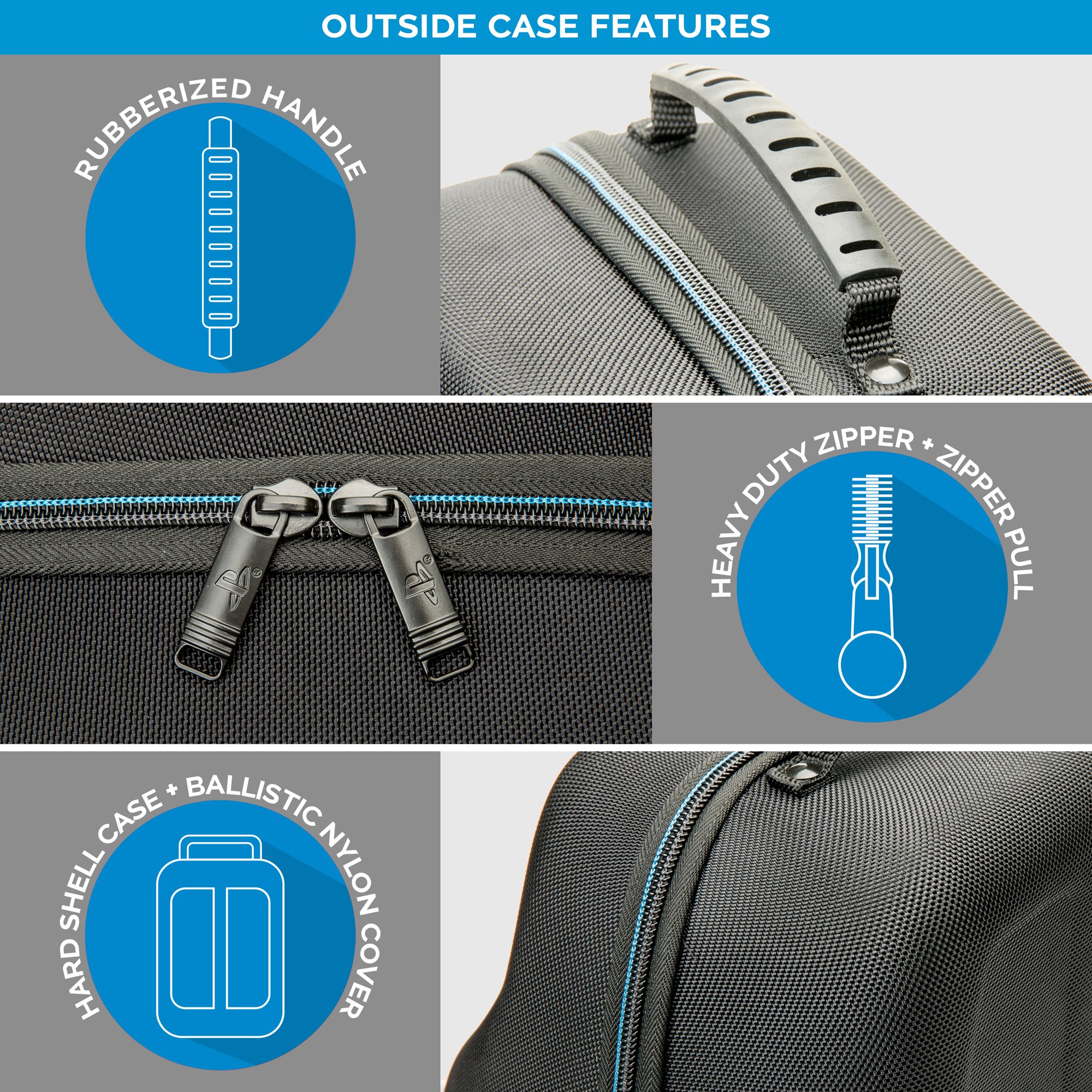 Sony PlayStation VR Headset and Accessories Carrying Case – Protective Deluxe Travel Case – Black Ballistic Exterior – Official Sony Licensed Product