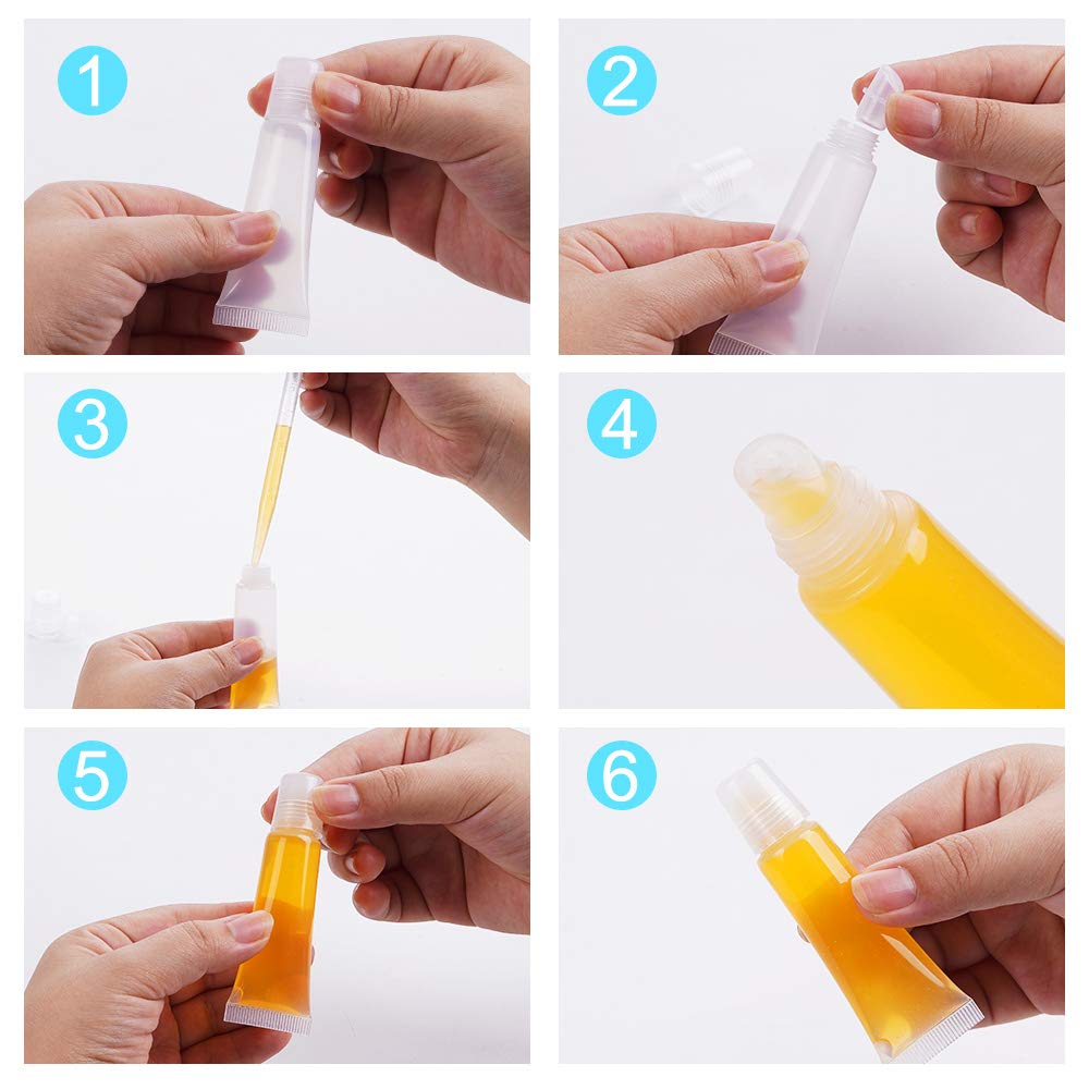 TDHDIKE 50pcs 10 ml Lip Gloss Tubes, and 100pcs 3ml Disposable Graduated Plastic Transfer Pipettes, Basic Essential Bottles for DIY Lip Gloss Balm/Cosmetic