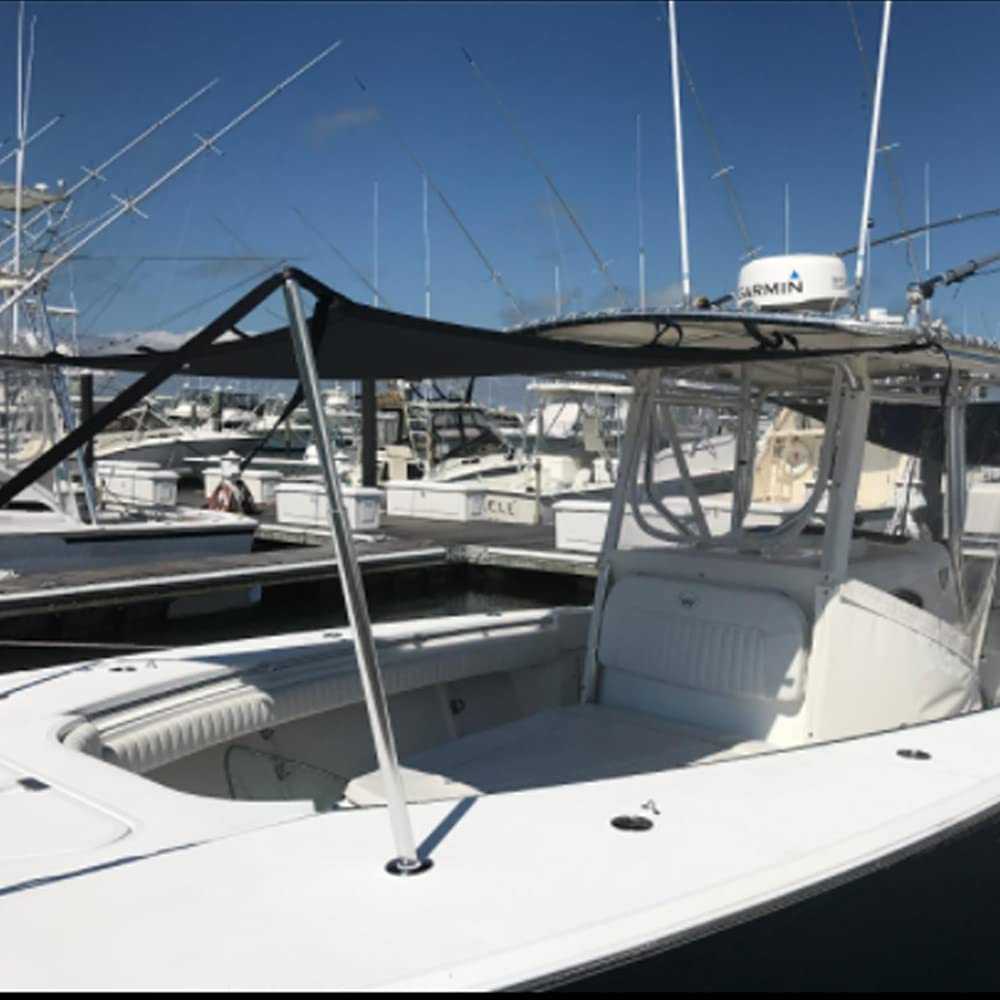 TeBaisea Boat T-Top Sun Shade Kit Boat Canopy, Boat Cover with Stainless Steel Telescopic Rod Foldable,UV-Proof 1200D High-Tech Polyester Fiber, Anti-Ultraviolet Dark Blue(126"×114"×102")
