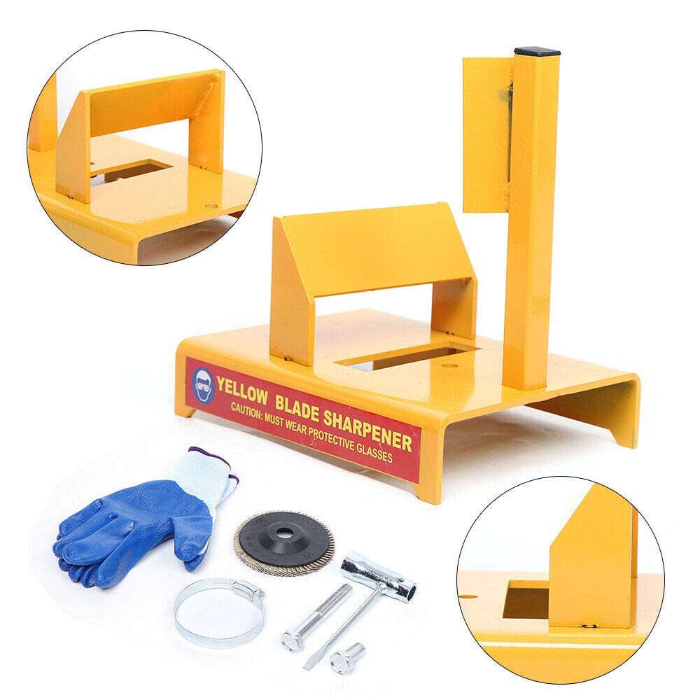 Yellow Lawn Mower Blade Sharpener w/Sharpener Blade, All American Blade Sharpener Lawnmower Blade Sharp Tool Kit - 30°Bevel Sharpening (US Stock)