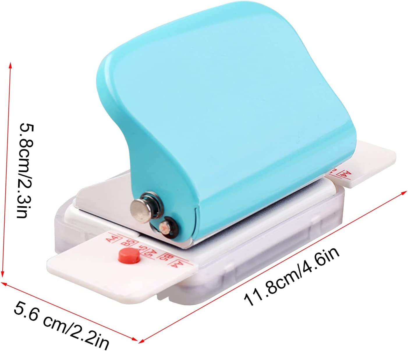 SQWAN Metal 6 Hole Punch, Portable Handheld Hole Puncher, Daily Paper Puncher for A4/A5/B5 Size, Loose Leaf Hole Punch, 5 Sheet Capacity (Green)