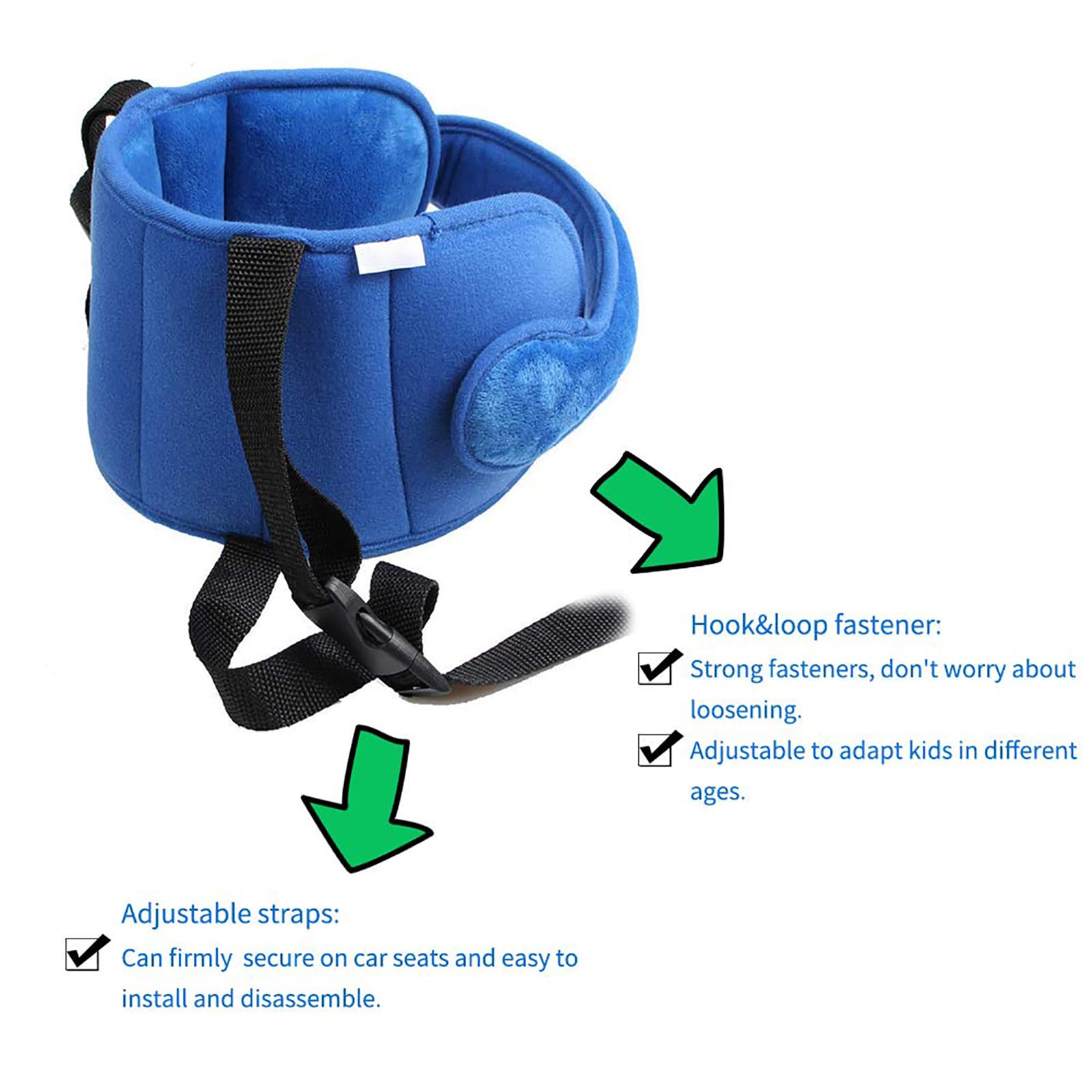 StoHua Adjustable Child Car Seat Head Support - Toddler Carseat Head Neck Pillow Strap, Kids Safety Neck Relief Head Support Band Sleep Strap, Brown
