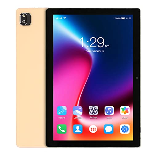 VINGVO Tablet PC, Yellow 100-240V 5G WiFi 10. 1 Inch Tablet 2 in 1 for Android 12 for Reading (US Plug)