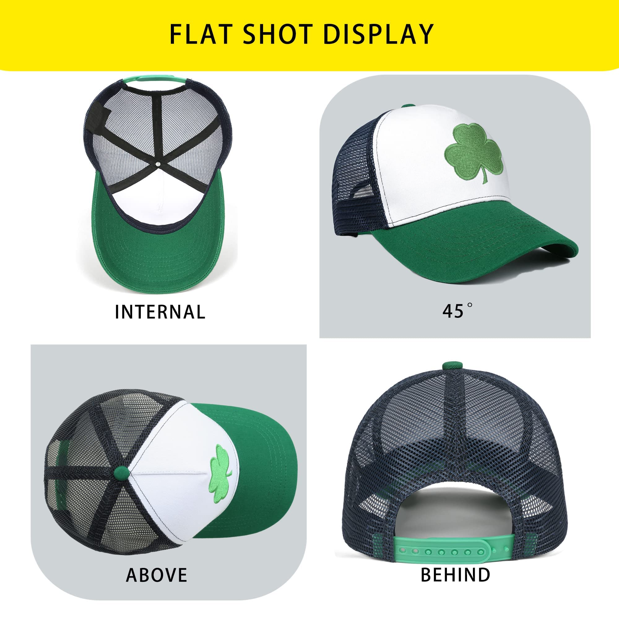 St Patricks Day Hat Green Irish Clover Shamkrock Sun Hat for Women Men Green Printed Cap