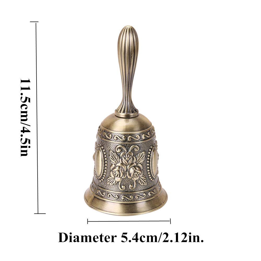 Yuyeran Retro Call Bell Antique Hand Bell Bronze Dinner Bell Resturant Service Bell Brass Jingle Wedding Classroom Church Bell