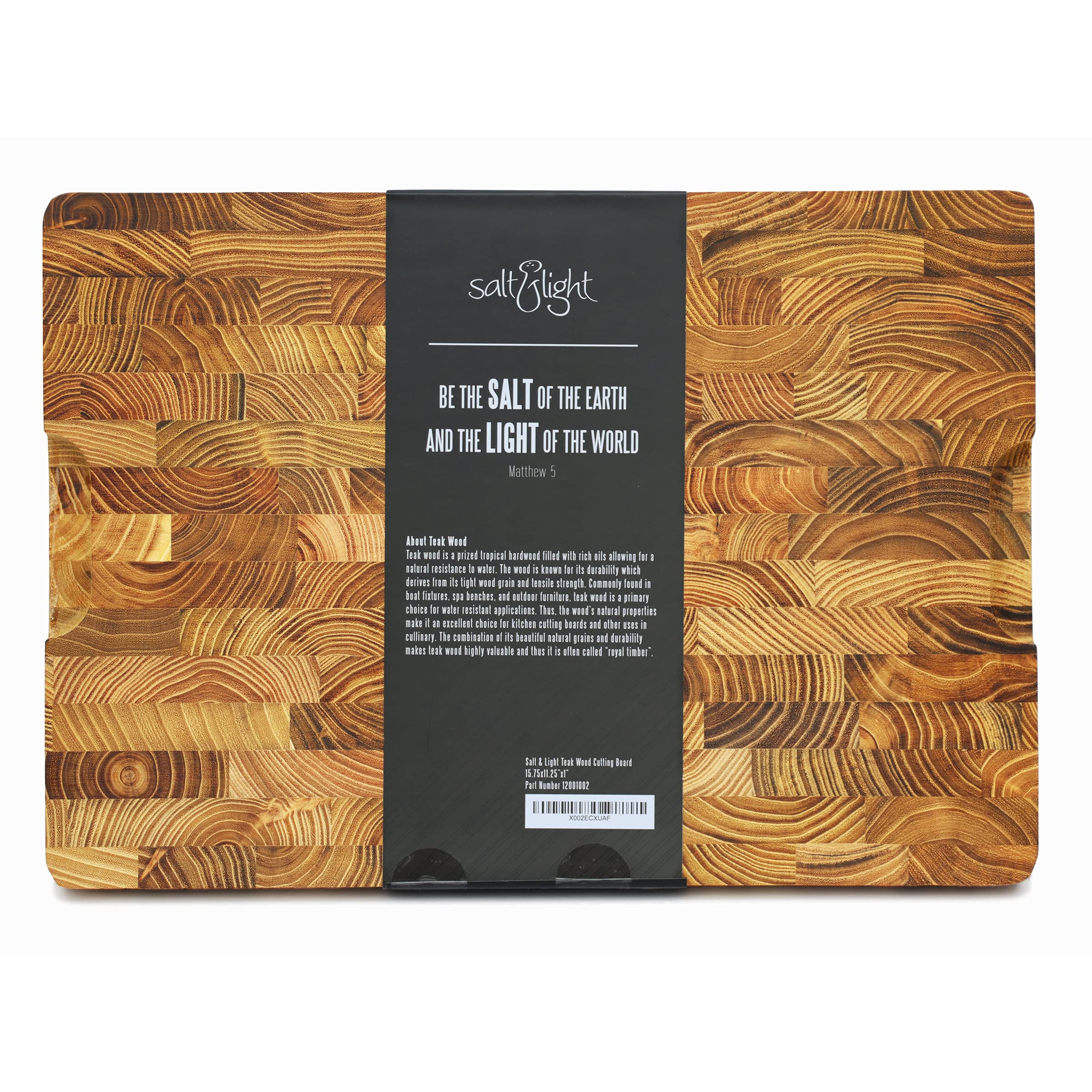 Teak Wood Cutting Board for Kitchen with Hand Grip by Salt & Light, 15.75 x 11.25 x 1 inches
