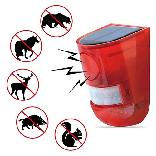SZYOUMY Solar Powered Sound Alarm Strobe Light Flashing 6LED Motion Detector Security Alarm System 129dB Loud Siren for Home Villa Farm Hacienda Outdoor Yard Day and Night Mode(IP65 Waterproof)