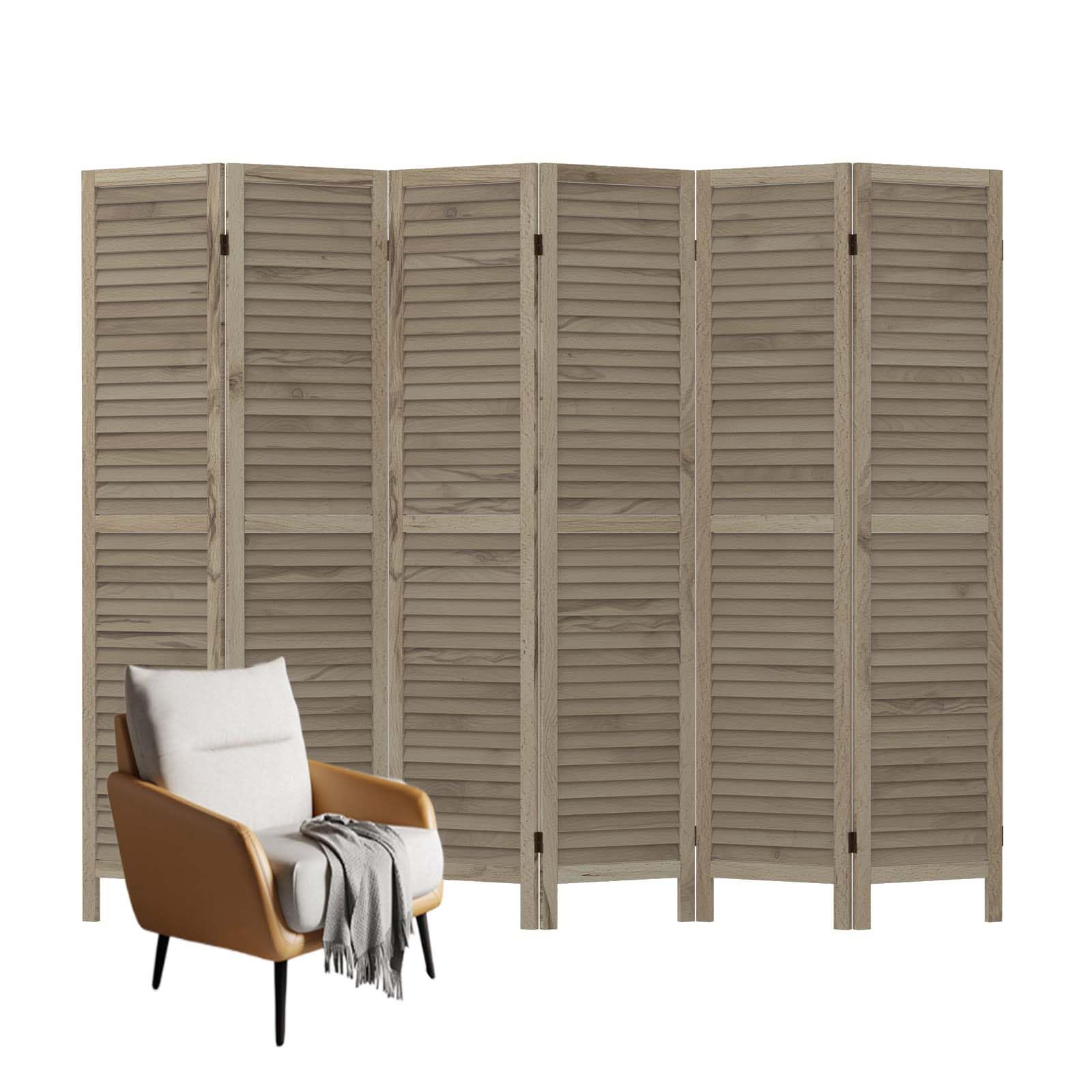 Room Divider Screen, 5.6FT Tall Wood Room Divider Wall, Folding Room Dividers, Louver Privacy Screen, Indoor Partition Room Dividers for Home Office Restaurant Bedroom (6 Panel)