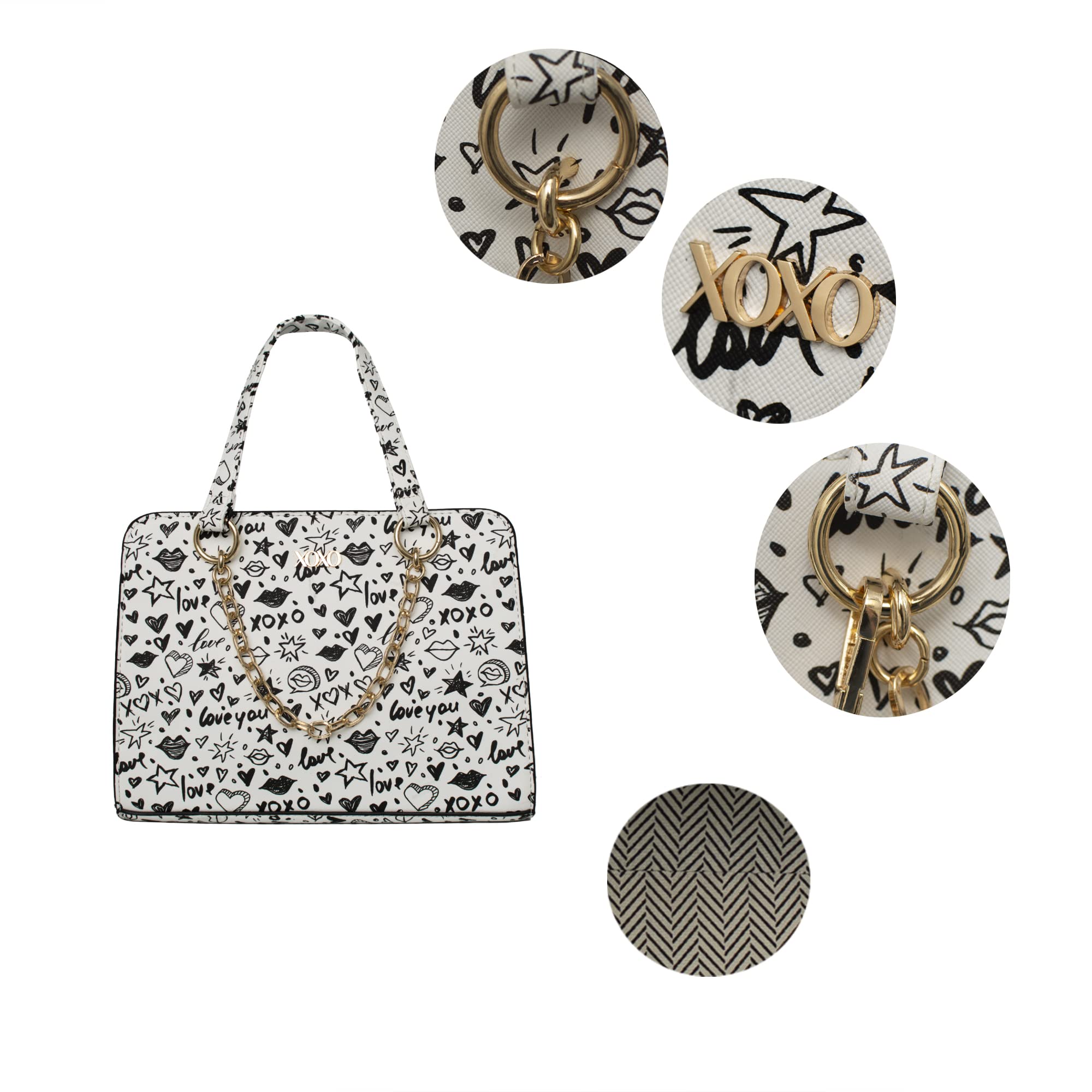 XOXO Women's Handbag Large White Graffiti Print Satchel